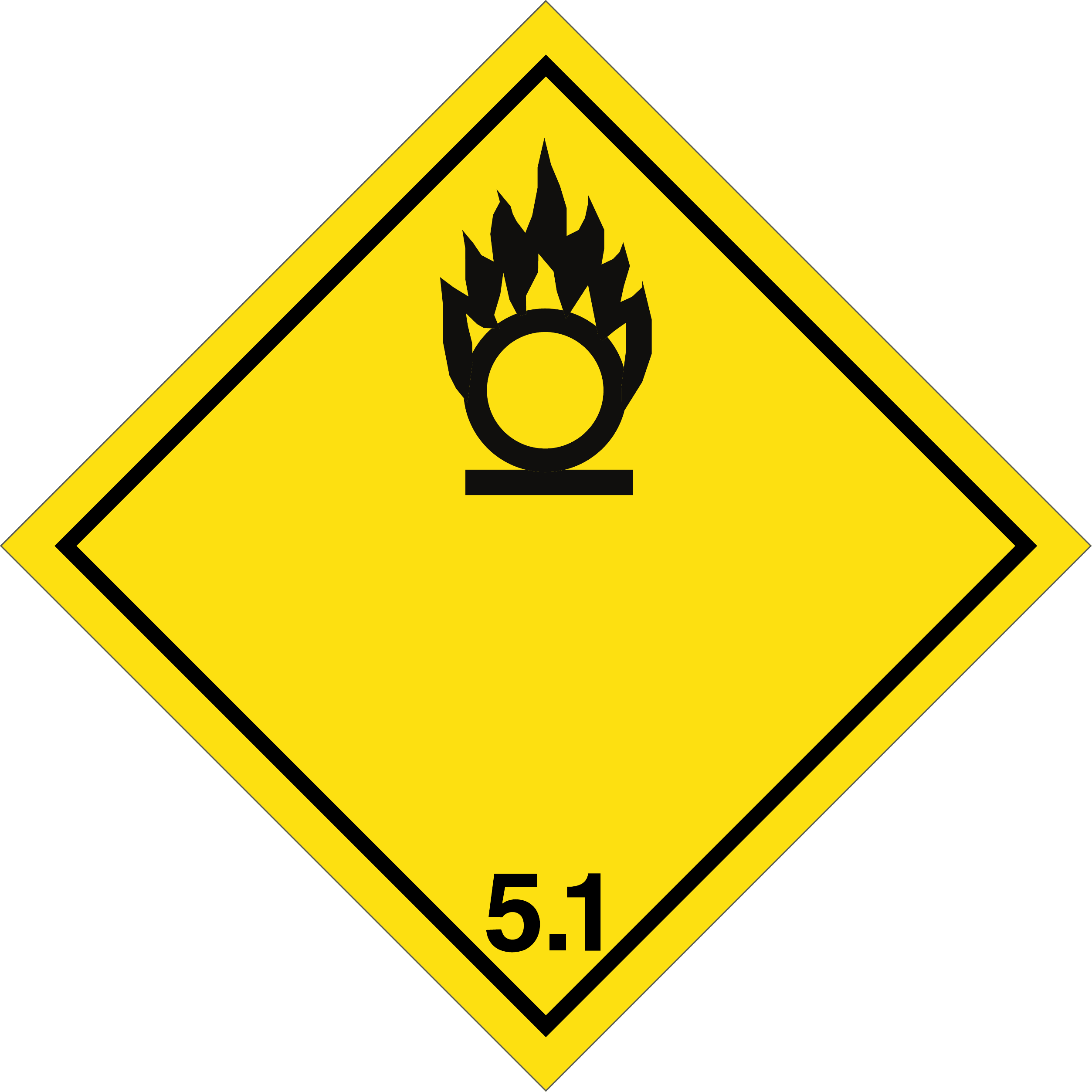 COMBURENTE CL.5.1 - CARTELLO SEGNALETICO ROMBO ISO 7010 - Adesivo Extr ...