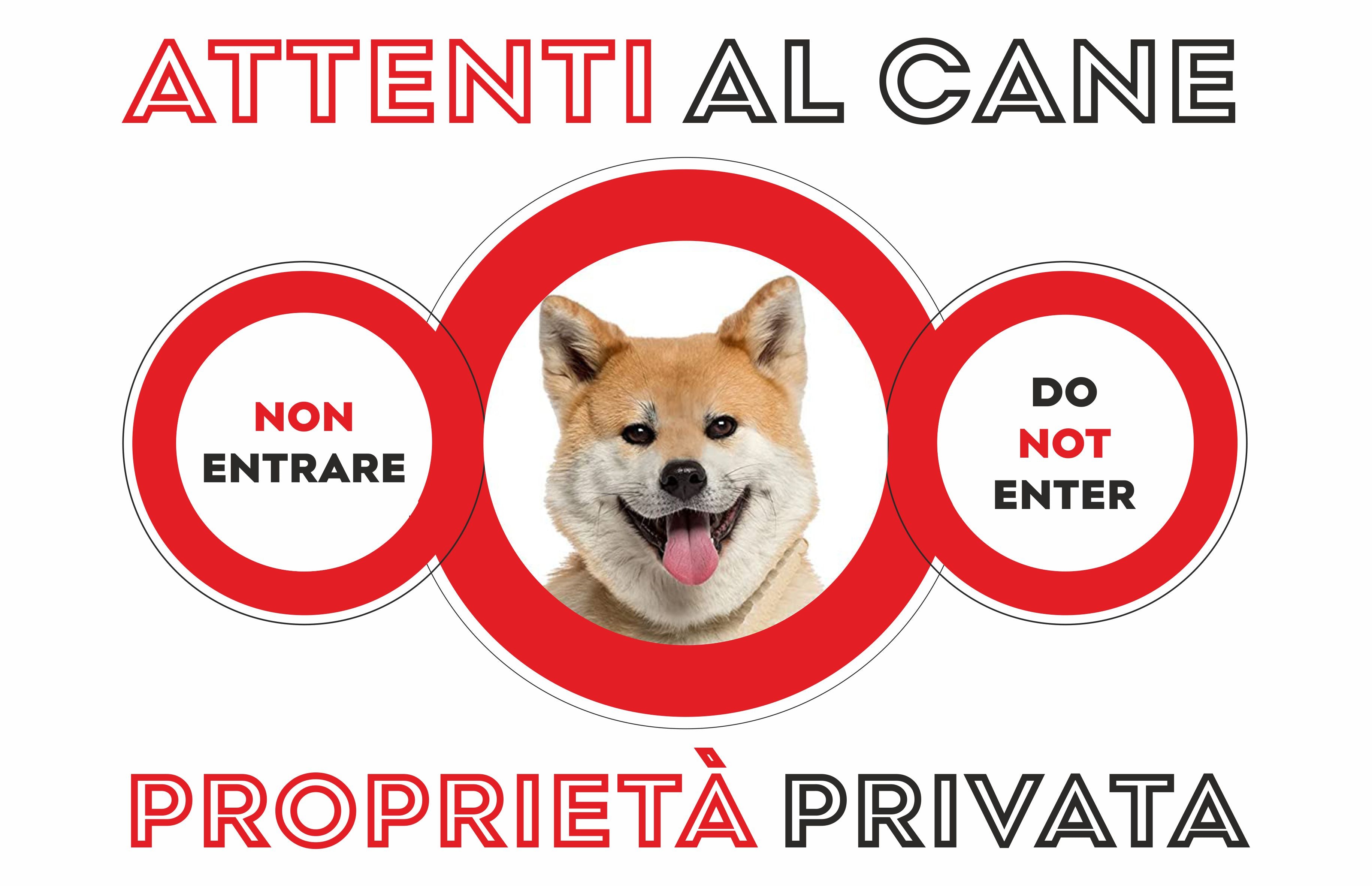 GLOBAL CARTELLO SEGNALETICO - ATTENTI AL CANE AKITA INU PROPRIETÀ PRIV ...
