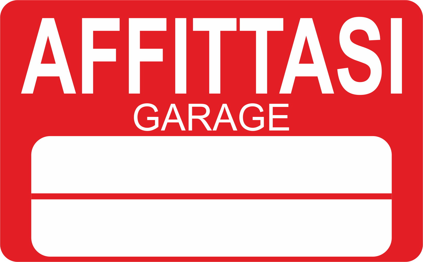 AFFITTASI GARAGE - CARTELLO SEGNALETICO ISO 7010 in Adesivo Resistente ...
